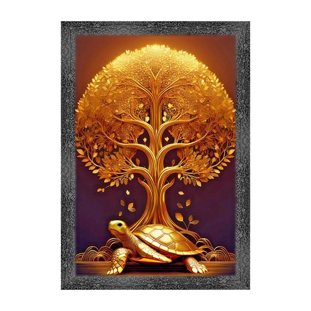Handmade Vastu Kalpavriksha Golden Money Tree With Turtle Photo Frame ...