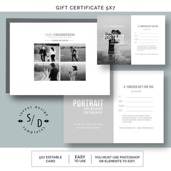 Cadeaubon Cadeaubon Photoshop Template Eigentijdse | Etsy