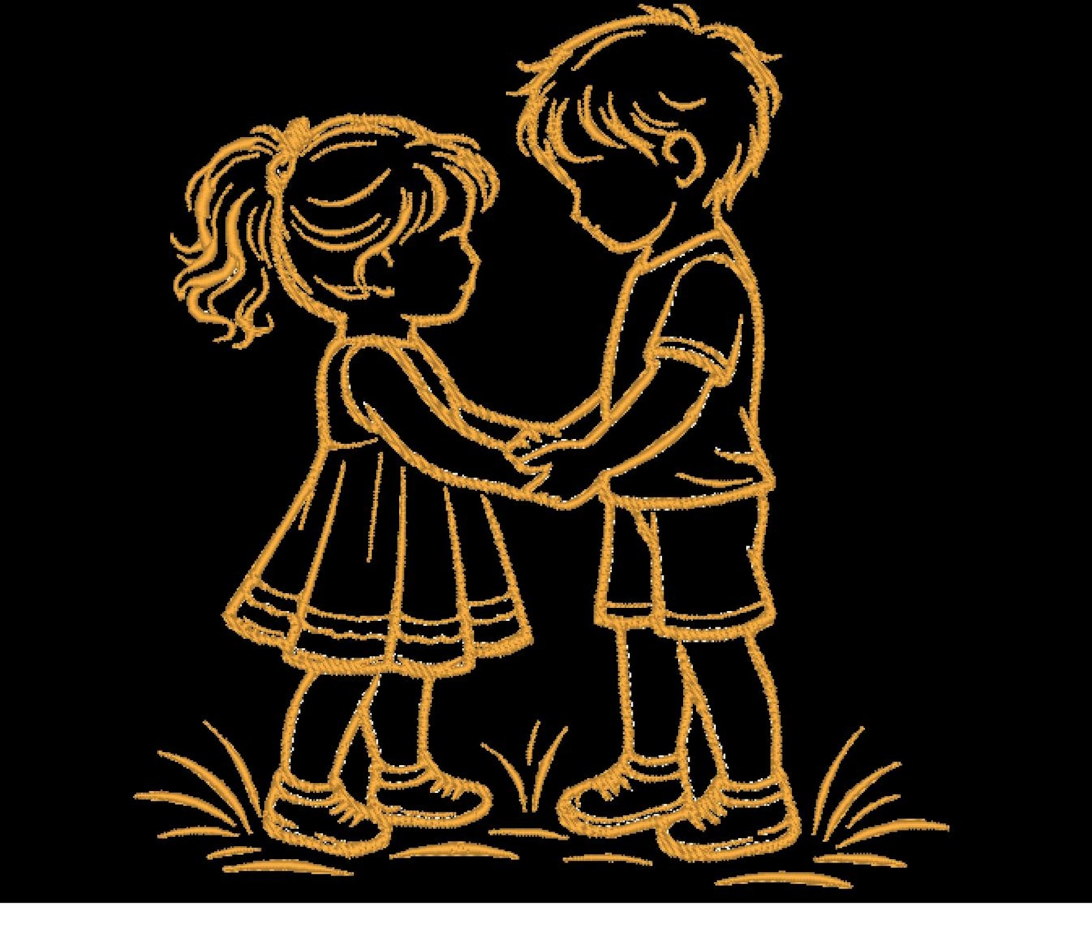 Sibling Love Embroidery Design | Brother and Sister Line Art (PES File ...
