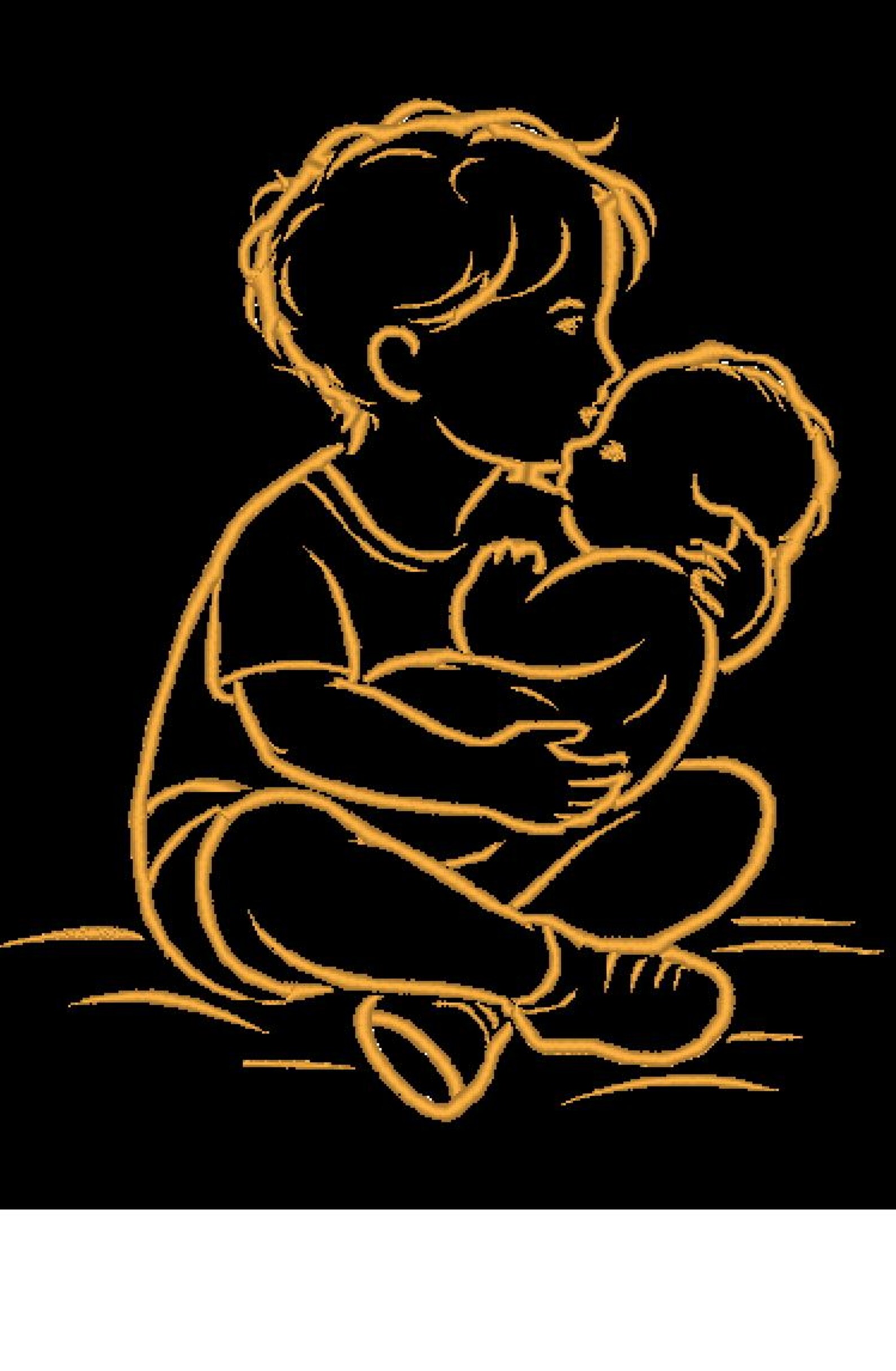 Brother and Baby – Minimal Line Art Embroidery File - Etsy