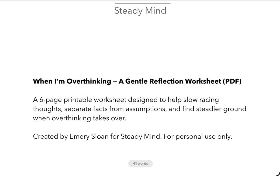 Overthinking Reflection Worksheet – Printable PDF - Etsy