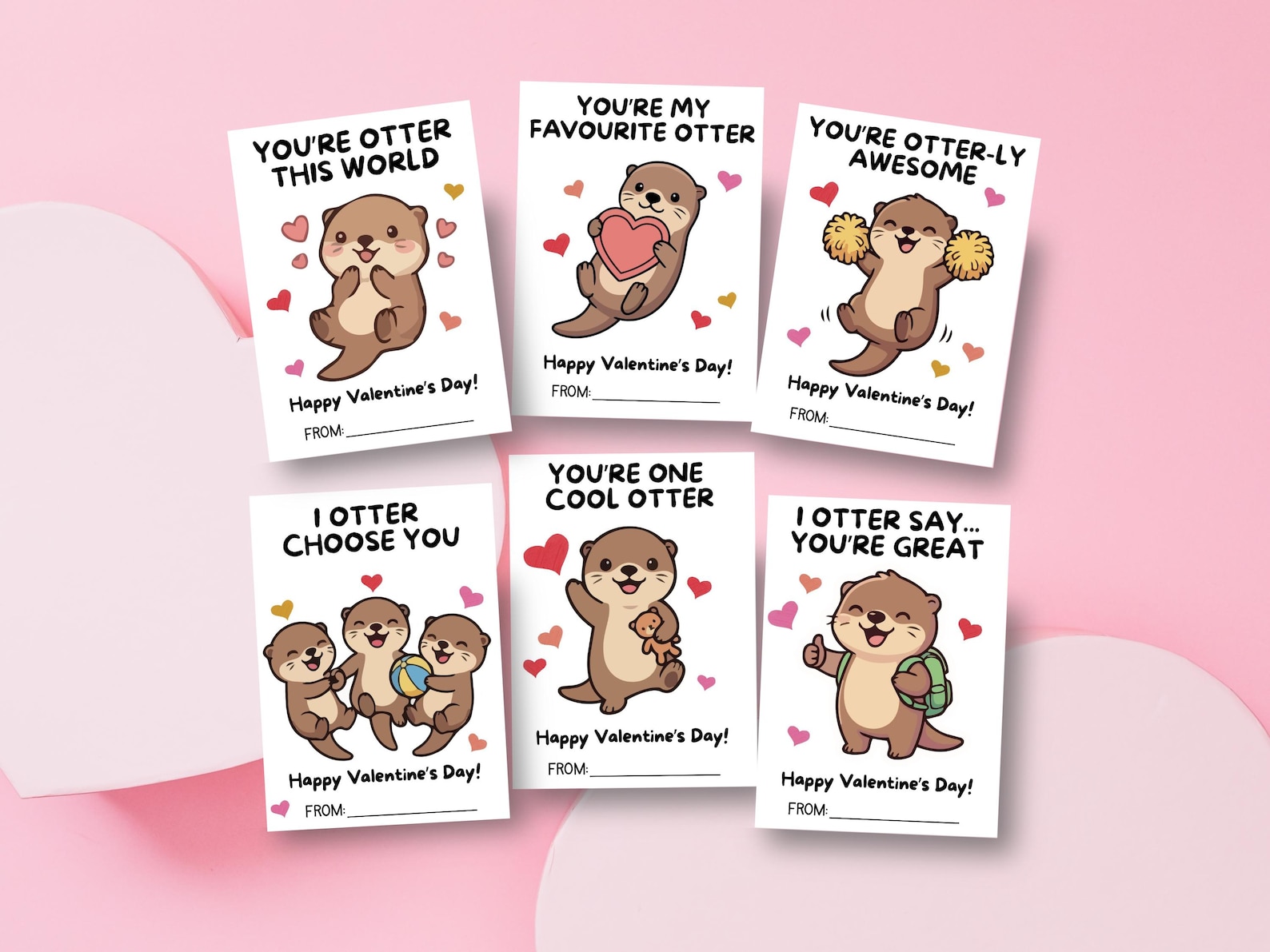 Otter Valentine’s Day Card | Printable Classroom Valentine’s Day Cards ...