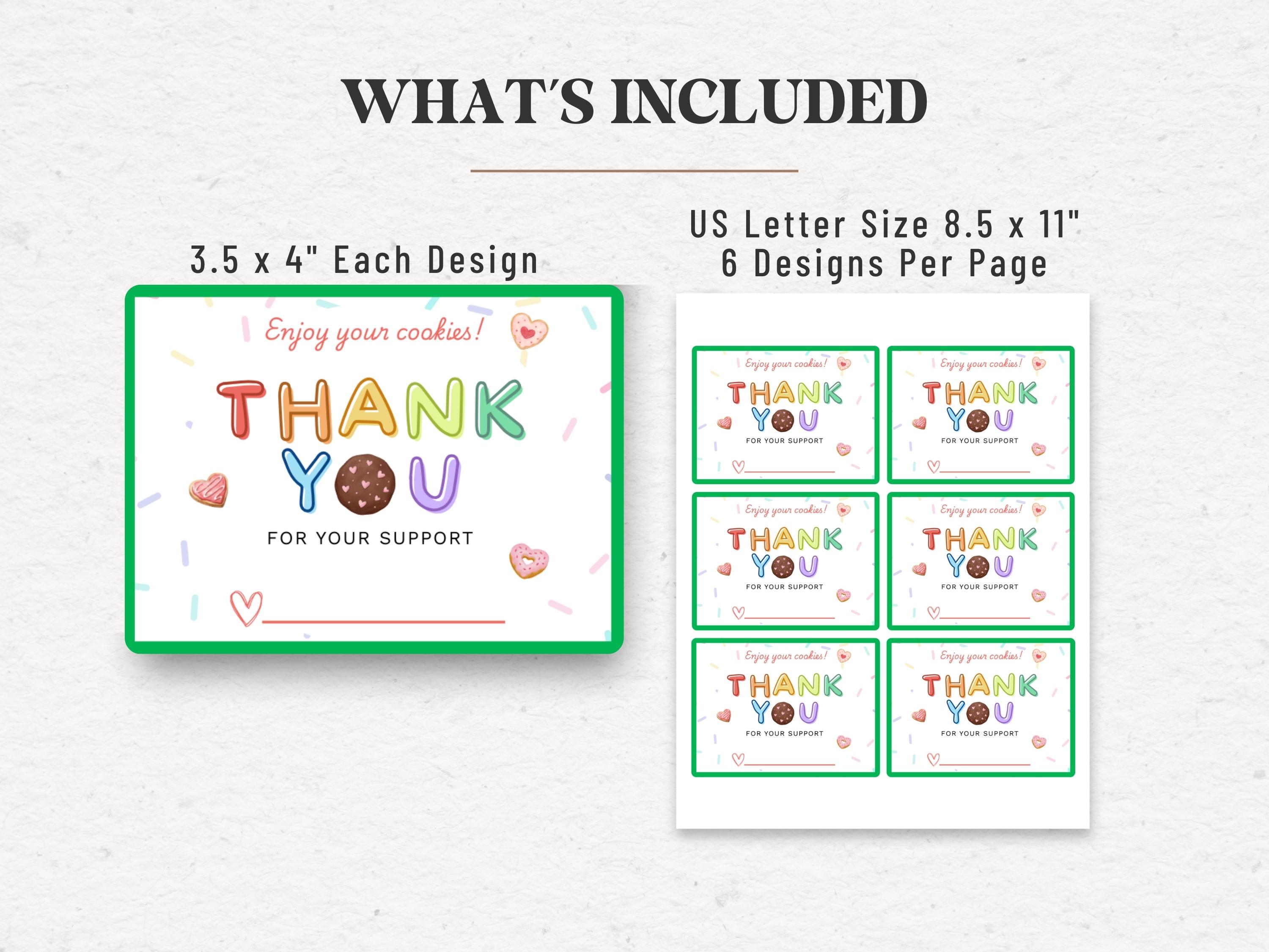 Scout Cookie Thank You Gift Tag, Scout Troop Cookie Tag, Printable Card ...