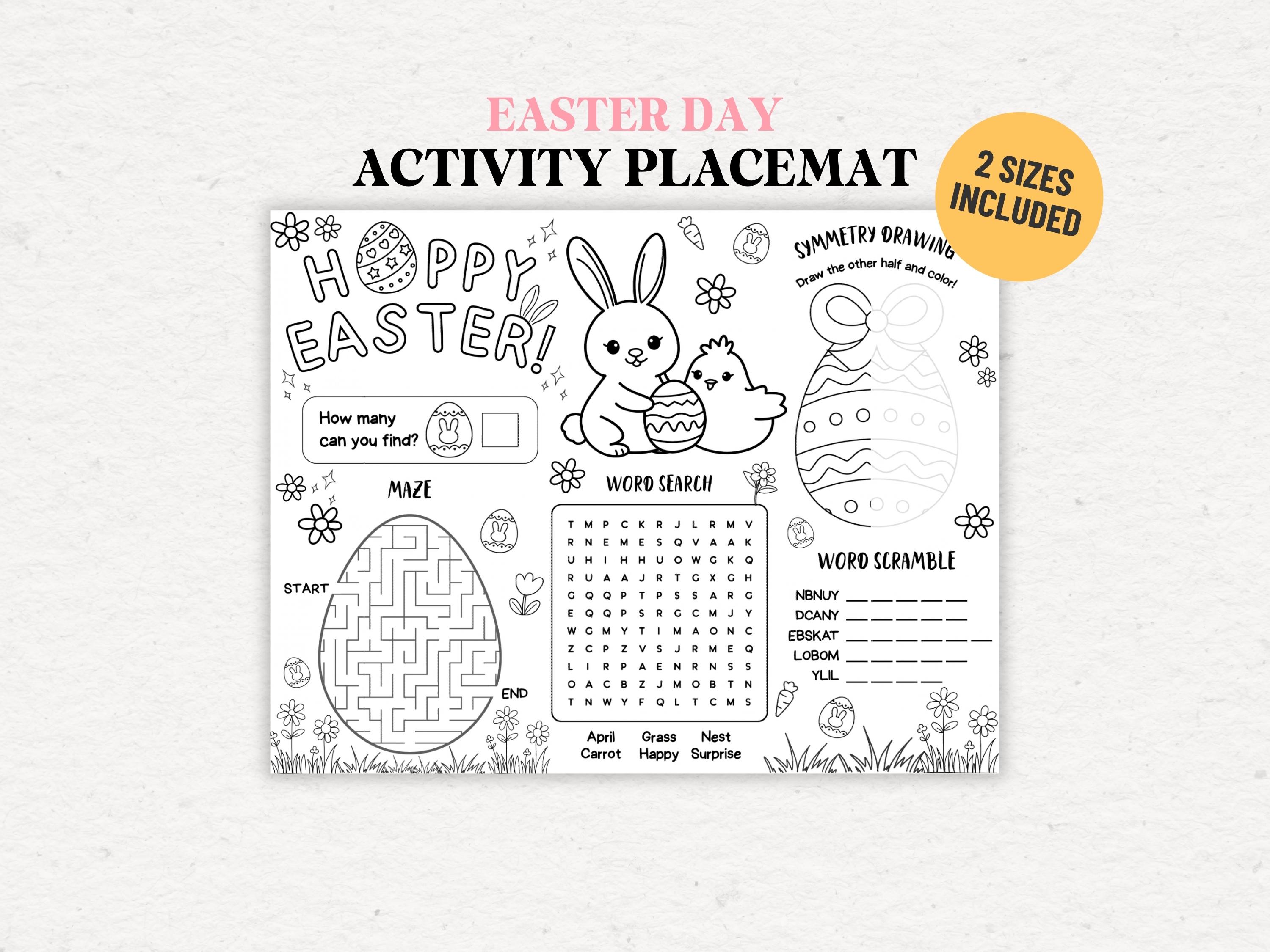 Easter Activity Placemat Printable, Kids Easter Coloring Sheet ...