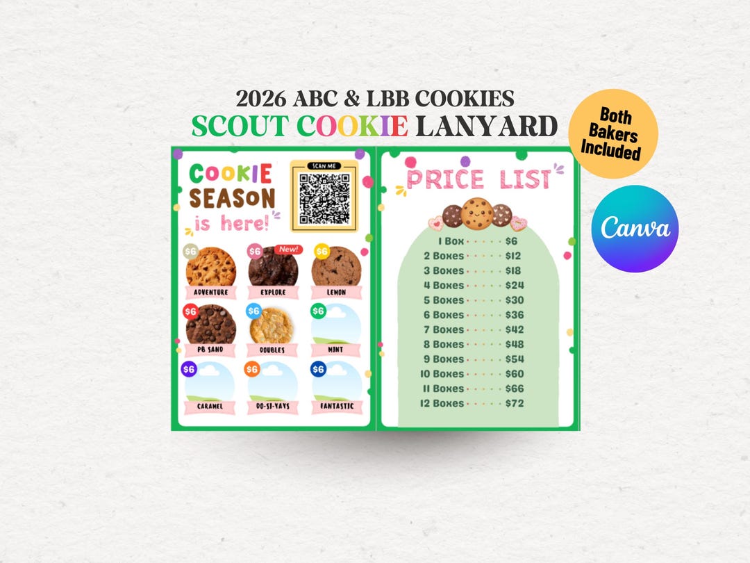 2026 Scout Cookie Lanyard, ABC & LBB Lanyard Insert Cards, Pricelist ...