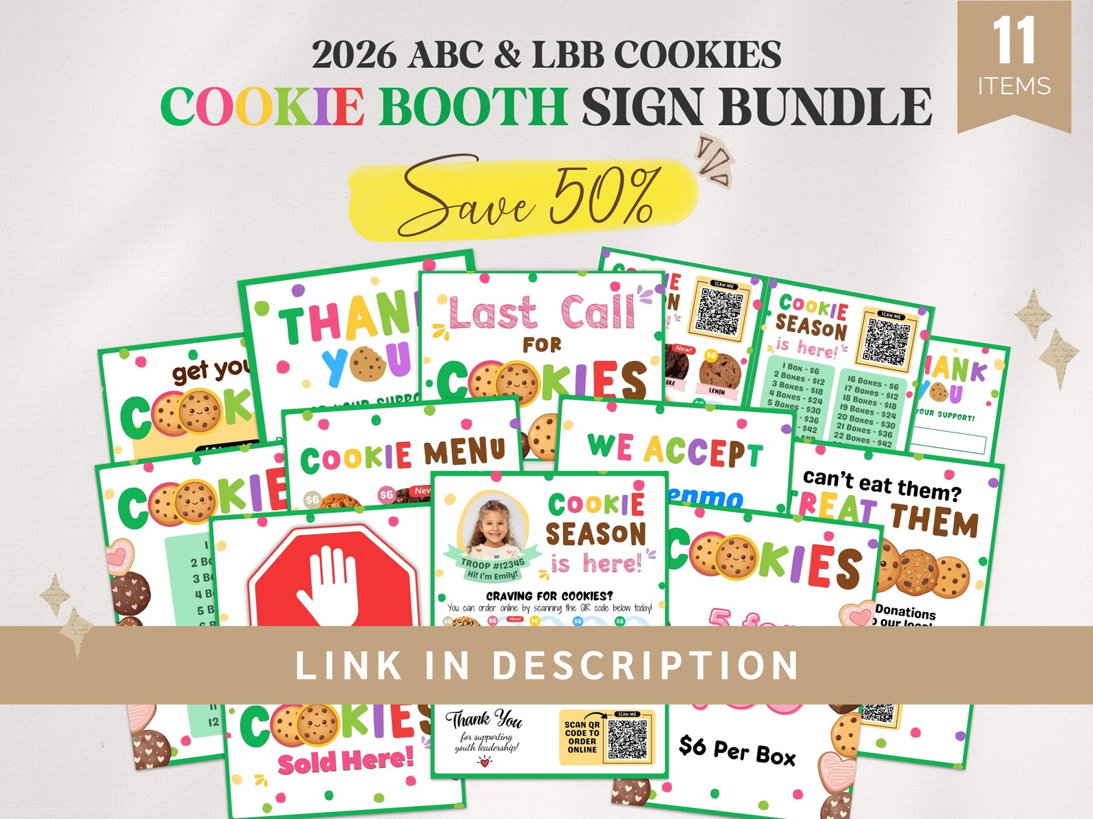 Editable Girl Scout Cookies Receipt, Cookies Thank You Cards With QR ...