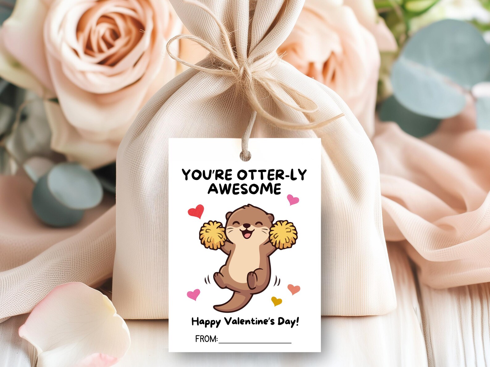 Otter Valentine’s Day Card | Printable Classroom Valentine’s Day Cards ...