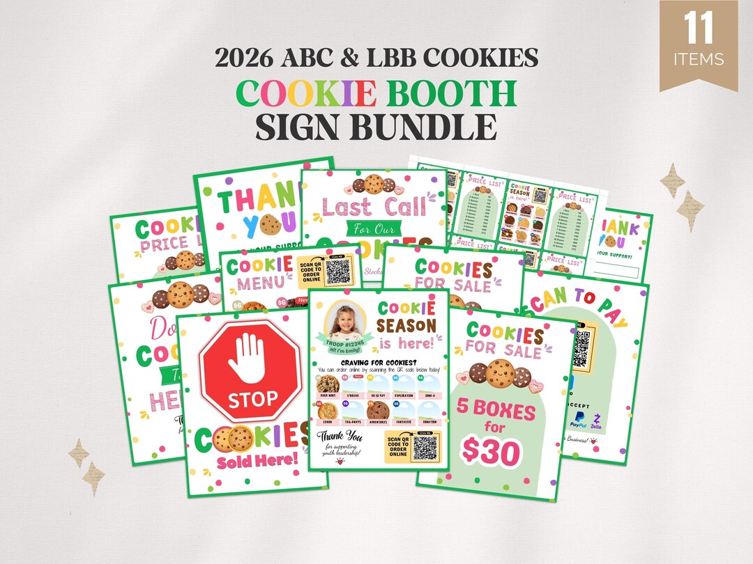 Girl Scout Cookie Booth Bundle, Printable Troop Marketing Kit 2026 ABC ...