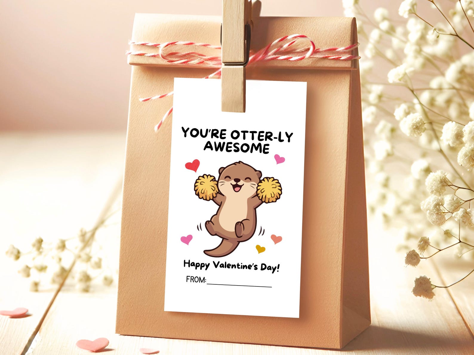 Otter Valentine’s Day Card | Printable Classroom Valentine’s Day Cards ...