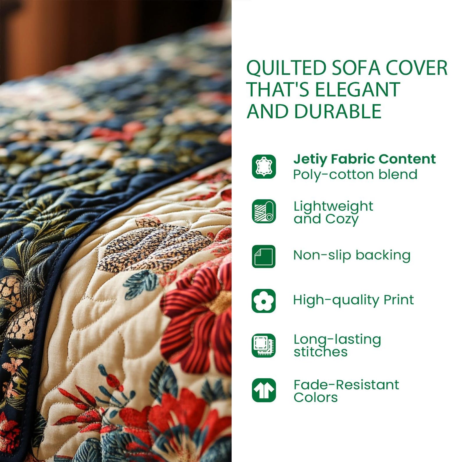 Colorful Floral Patchwork Quilted Sofa Cover, Cottage Farmhouse Couch ...
