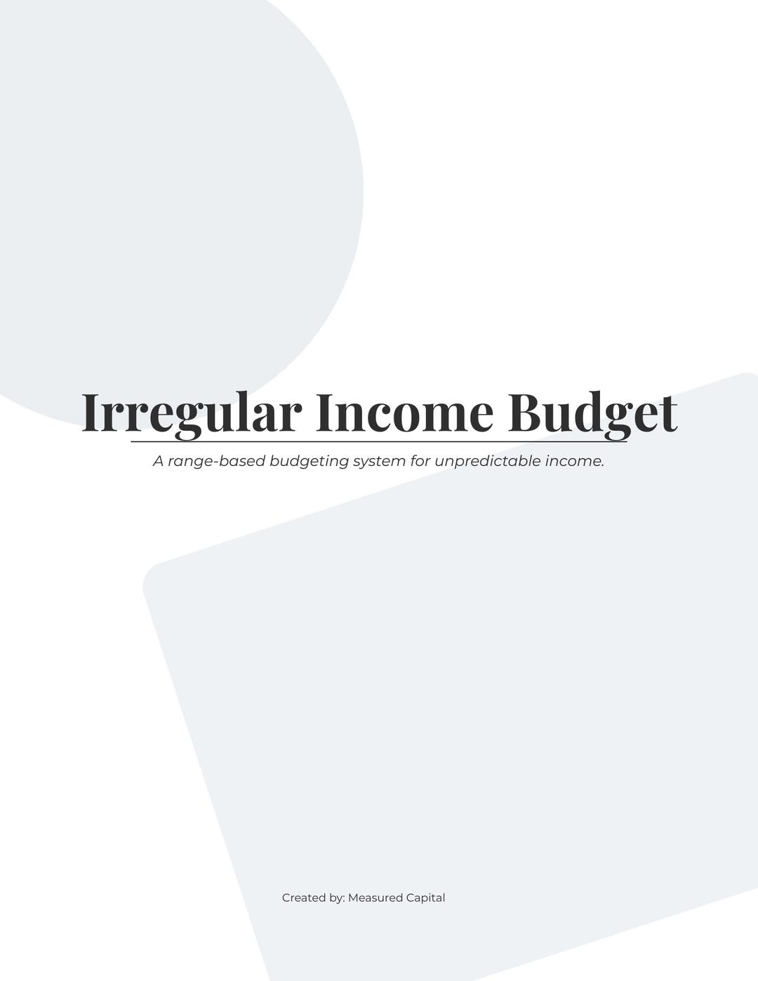 Irregular Income Budget Planner – Flexible Monthly Budget for Variable ...