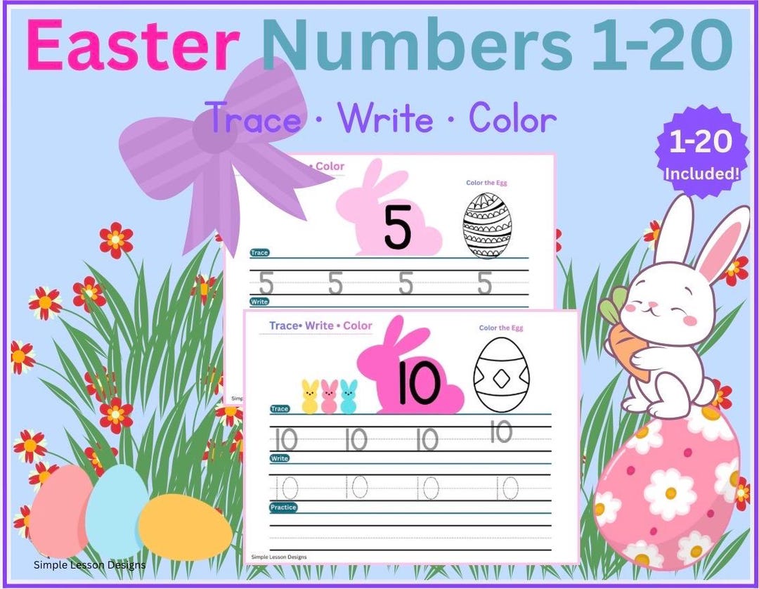 Easter Numbers 1-20 Tracing Worksheets | Preschool Number Practice ...