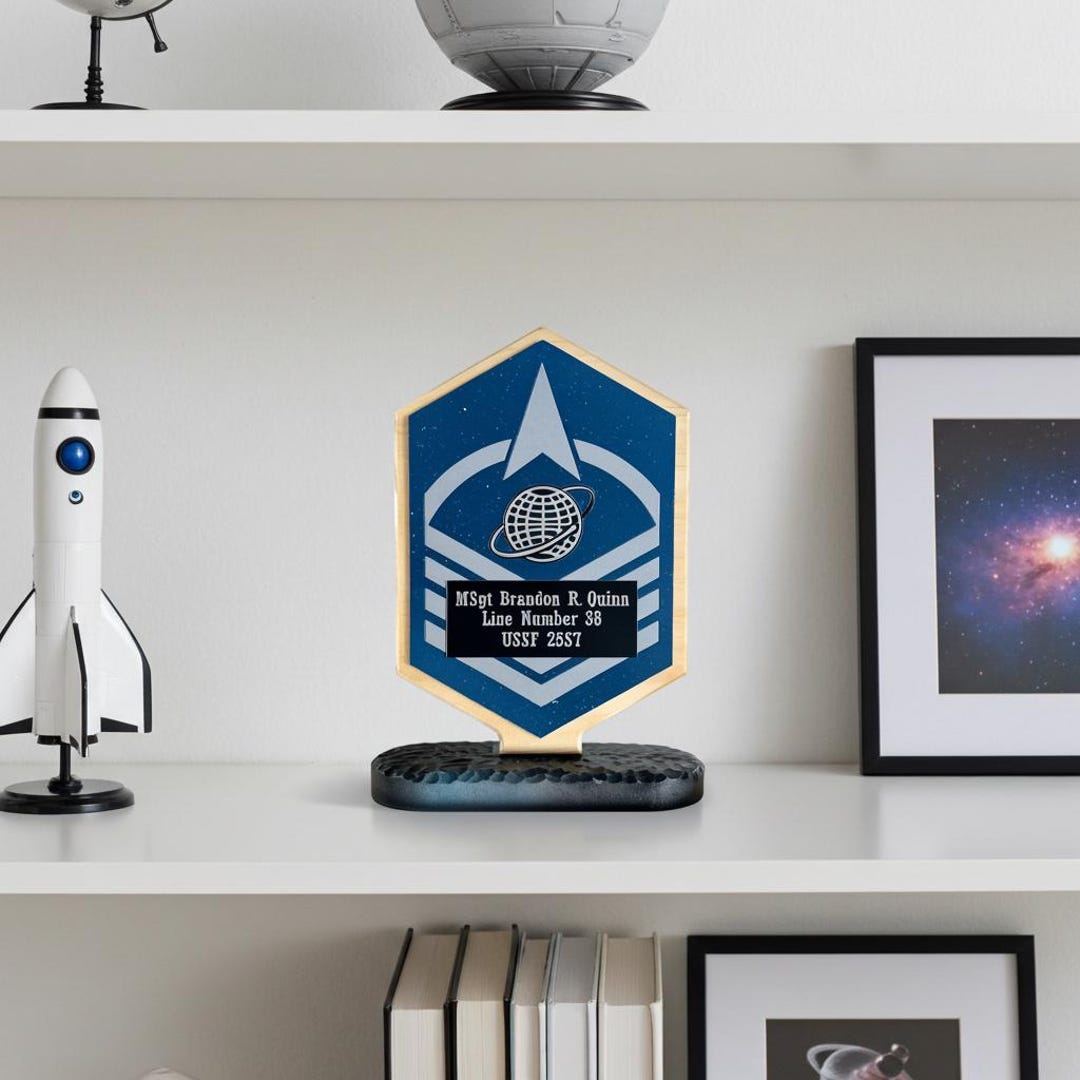 Space Force Promotion Plaque | Custom Military Rank Display | Wood ...