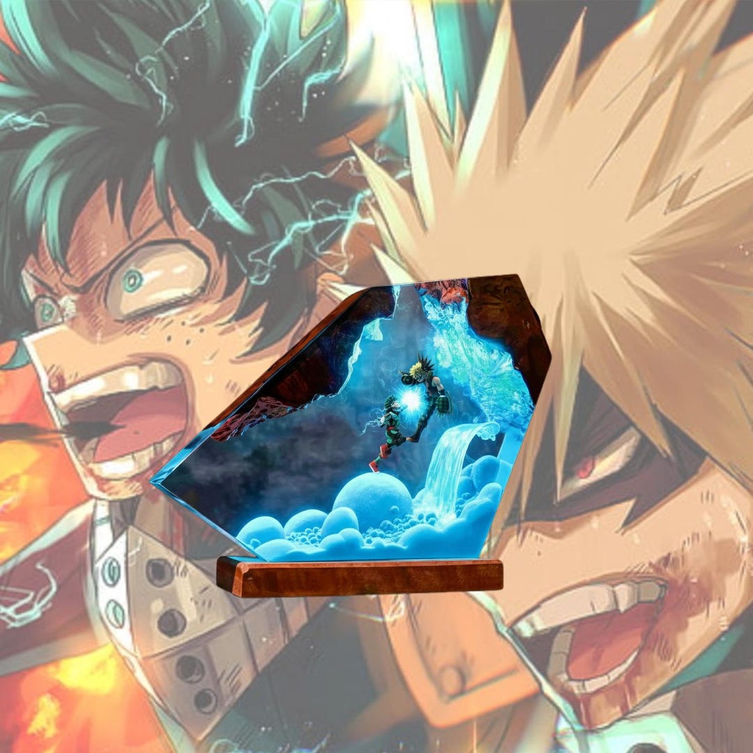 My Hero Academia Resin Lamp, Deku Vs Bakugo LED Night Light, Anime ...