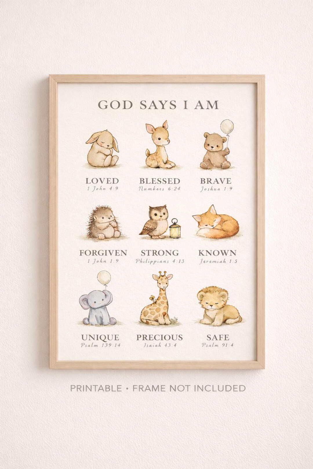 God Says I Am Biblical Affirmations - Woodland Animal Christian Nursery ...