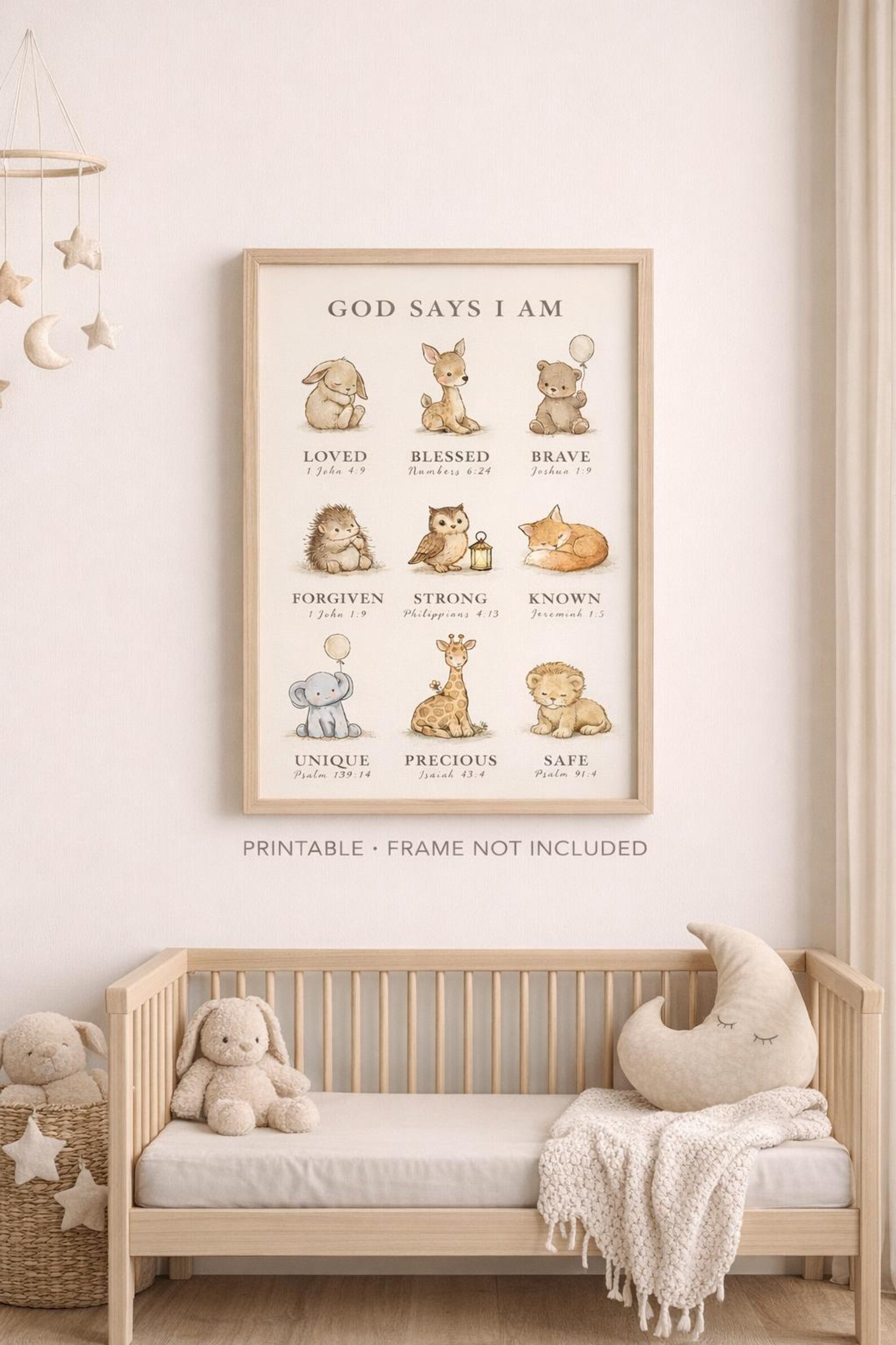 God Says I Am Biblical Affirmations - Woodland Animal Christian Nursery ...