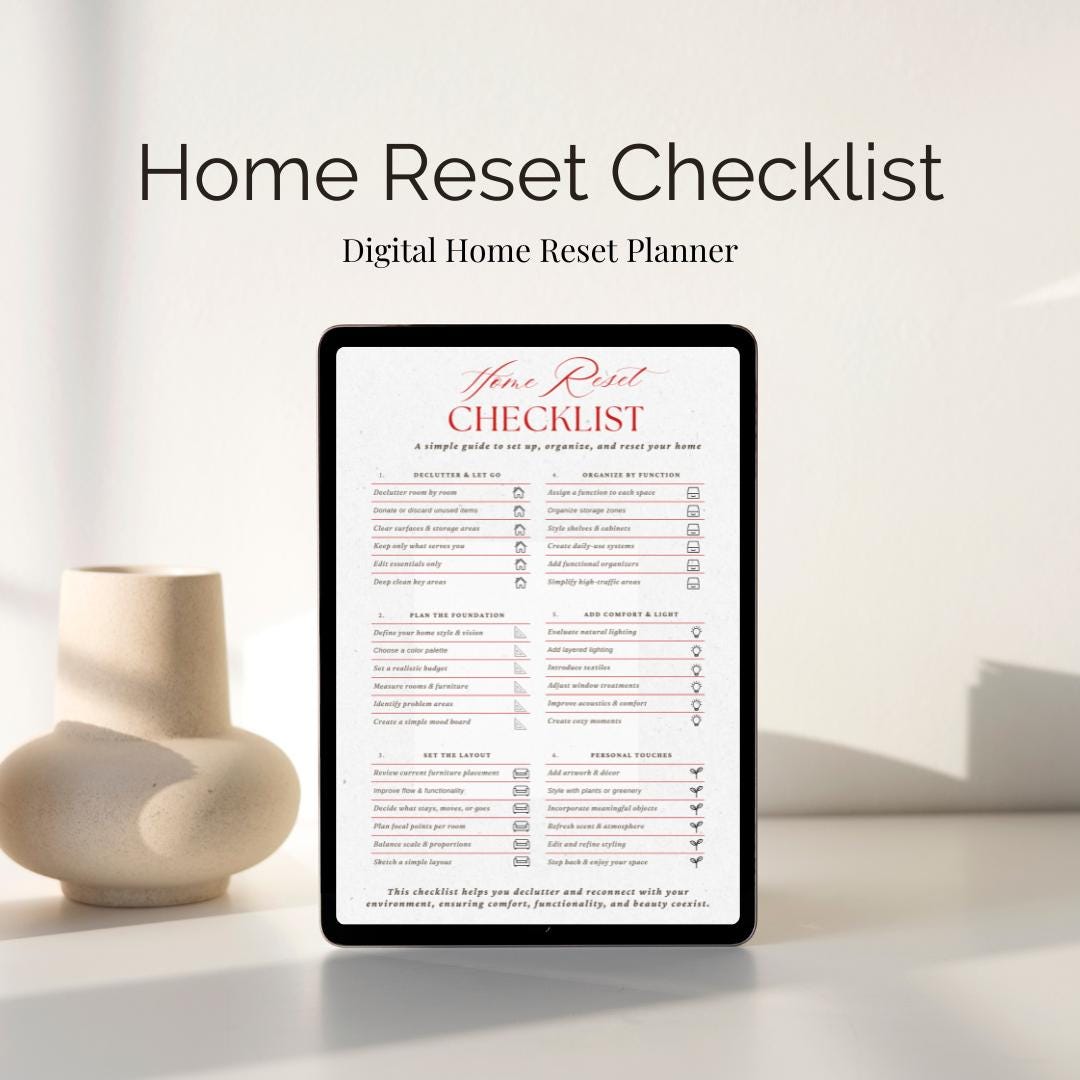 Home Reset Planner Printable | Interior Design Checklist & Layout ...