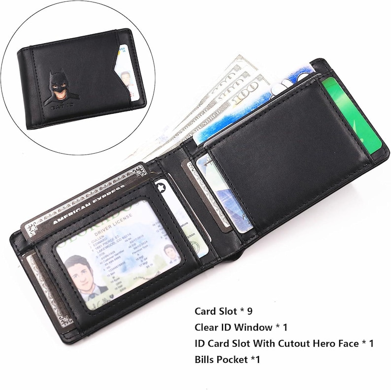 RFID Bat ID Wallet for Men Slim Minimalist Front Pocket Card Holder ...