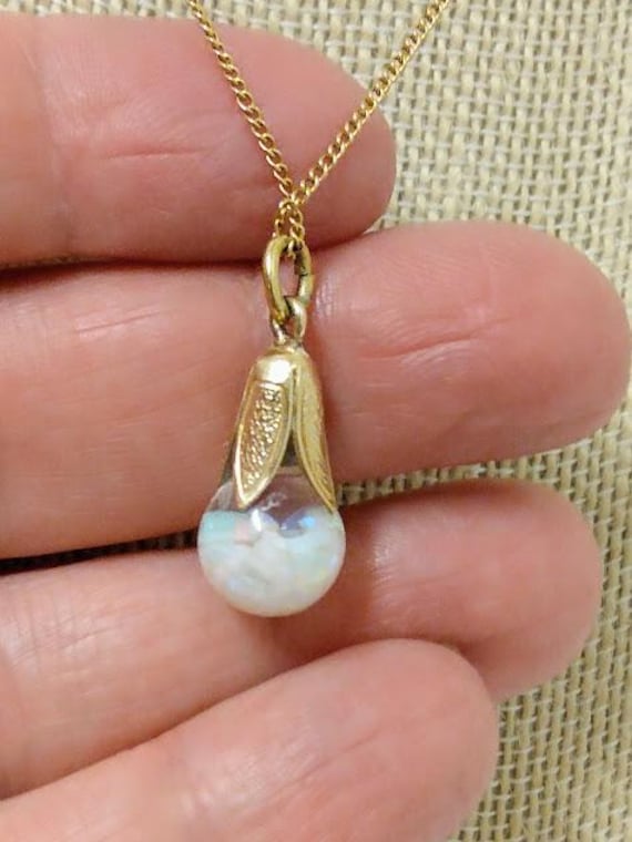 Vintage 1940s 1950s Floating Opal 12K Gold Filled Nec… - Gem