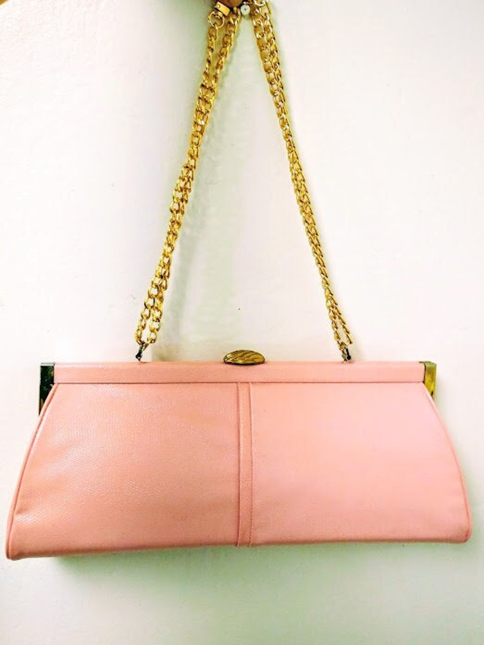 Vintage 1950s 1960s Pink Faux Leather Handbag Purse Pocketbook - Etsy