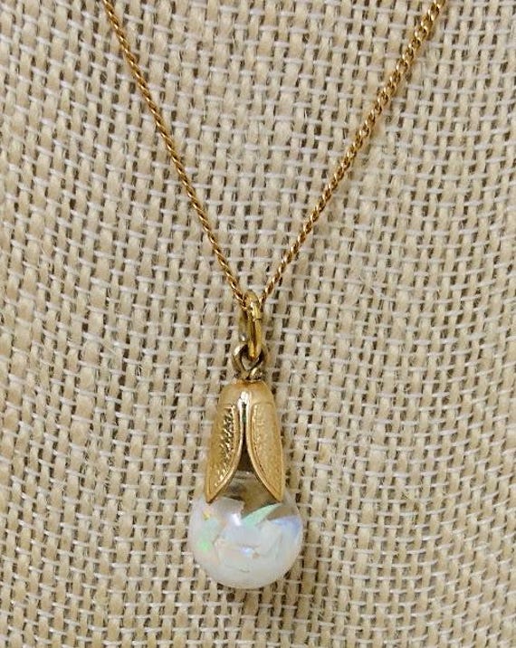 Vintage 1940s 1950s Floating Opal 12K Gold Filled Nec… - Gem