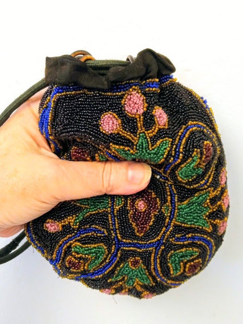 Antique 1900s 1910s Microbeaded Reticule Drawstring Bag Purse - Etsy
