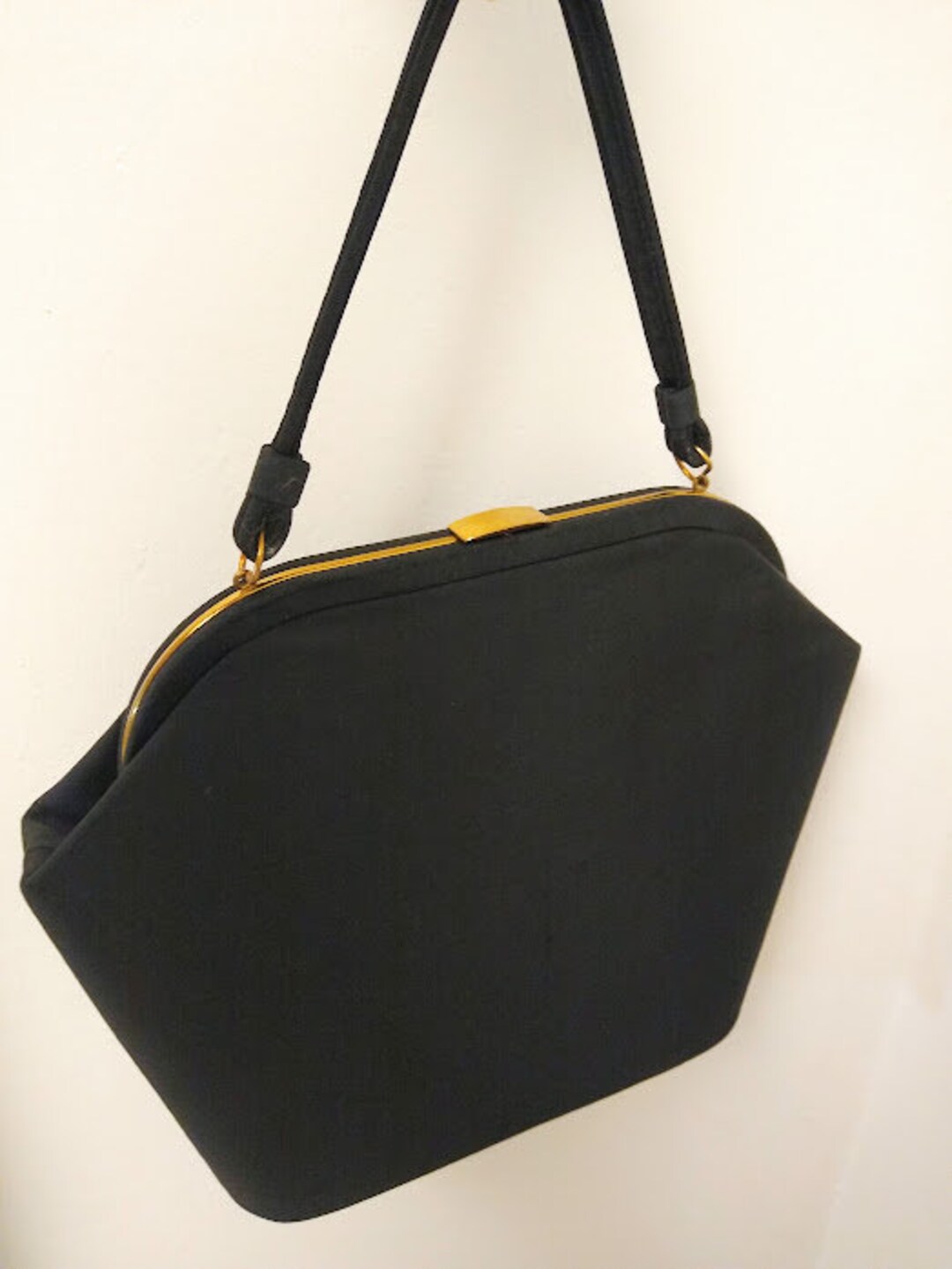 Vintage 1950s 1960s Black Fabric Handbag Purse Pocketbook Rockabilly ...