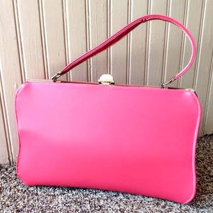 Vintage 60s 1960s Pink Vinyl Handbag Purse Pocketbook - Etsy