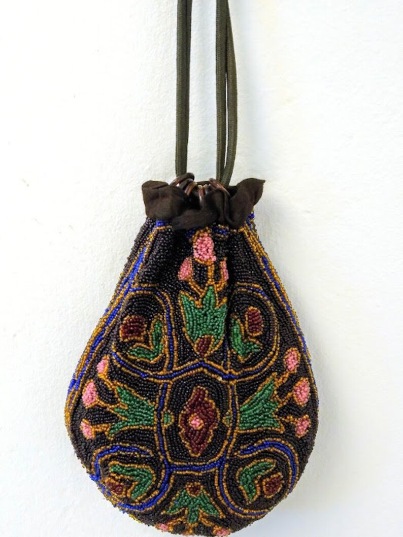 Antique 1900s 1910s Microbeaded Reticule Drawstring Bag Purse - Etsy