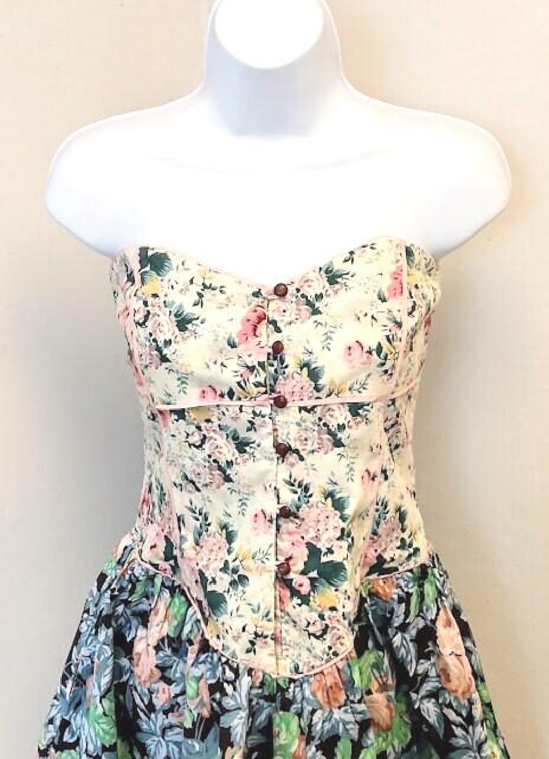 Vintage 1980s 80s Floral Sweetheart Neckline Sleeveless Sundress Mini ...
