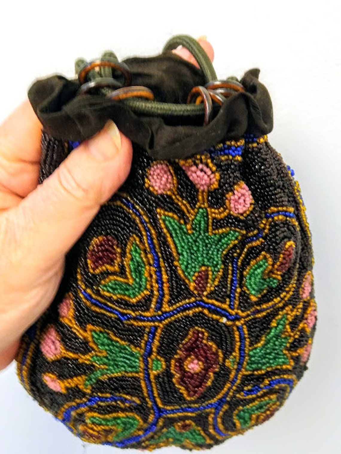 Antique 1900s 1910s Microbeaded Reticule Drawstring Bag Purse - Etsy