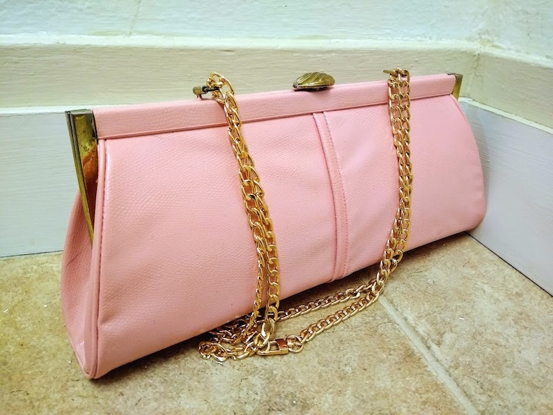 Vintage 1950s 1960s Pink Faux Leather Handbag Purse Pocketbook - Etsy