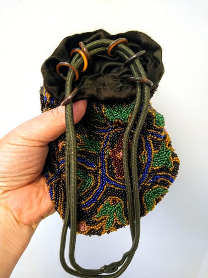 Antique 1900s 1910s Microbeaded Reticule Drawstring Bag Purse - Etsy