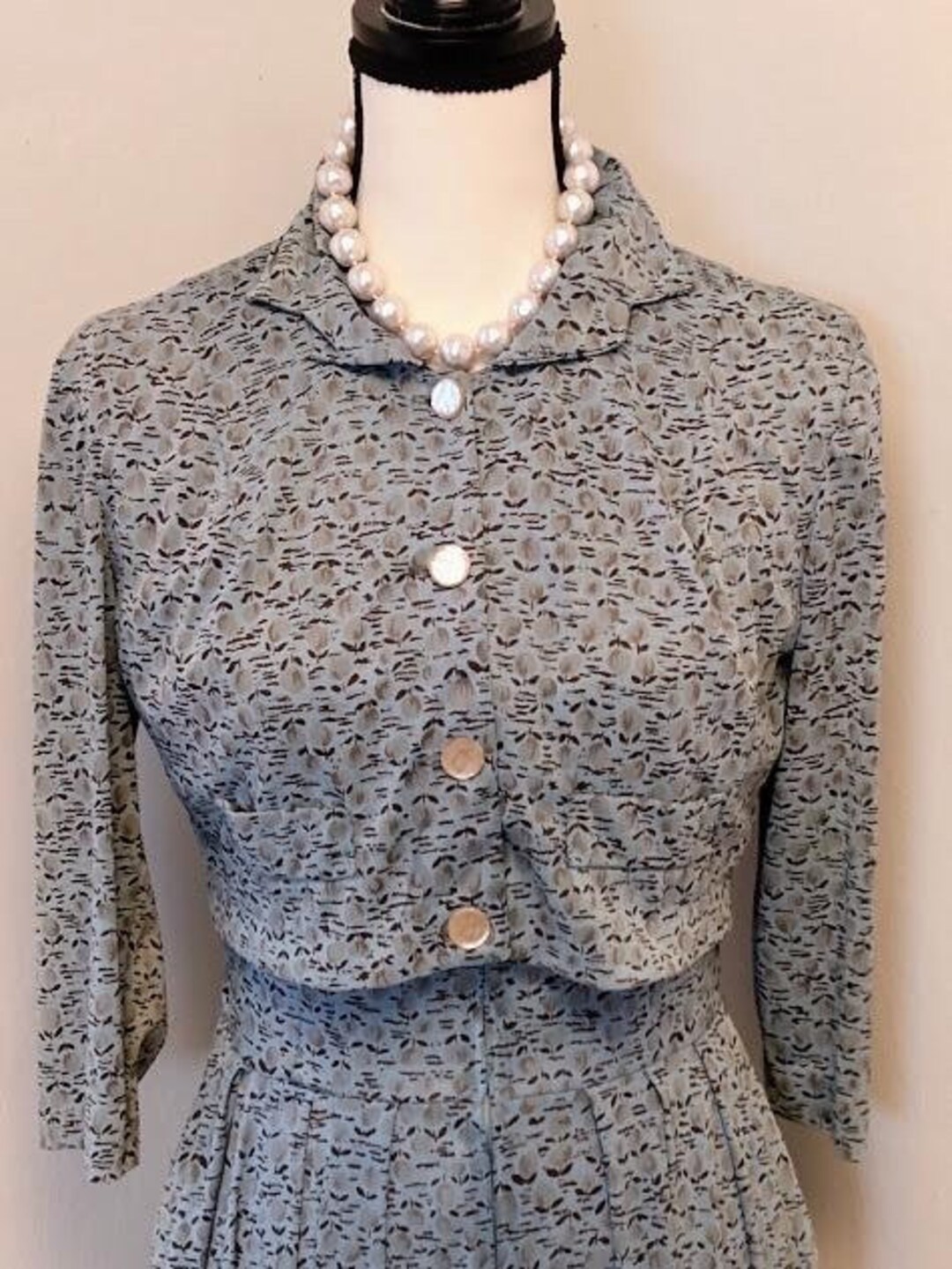 Vintage 1950s 1960s Shelton Stroller Dress Bolero Jacket Suit MCM Xs ...
