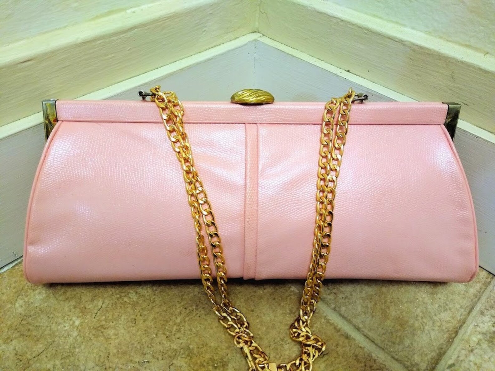 Vintage 1950s 1960s Pink Faux Leather Handbag Purse Pocketbook - Etsy