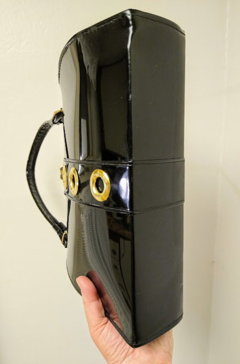 Vintage 1960s 60s Black Patent Leather Handbag Purse MCM MOD - Etsy