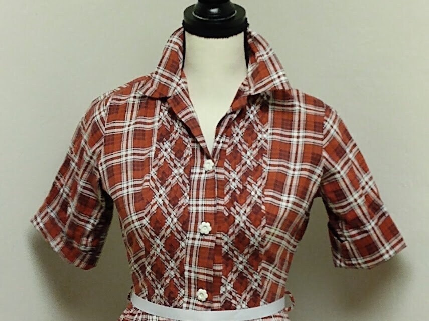 Vintage 1950s 50s Penney's Brentwood Plaid Print Shirtwaist Vintage 1950s 50s Penney's Brentwood Plaid Print Shirtwaist