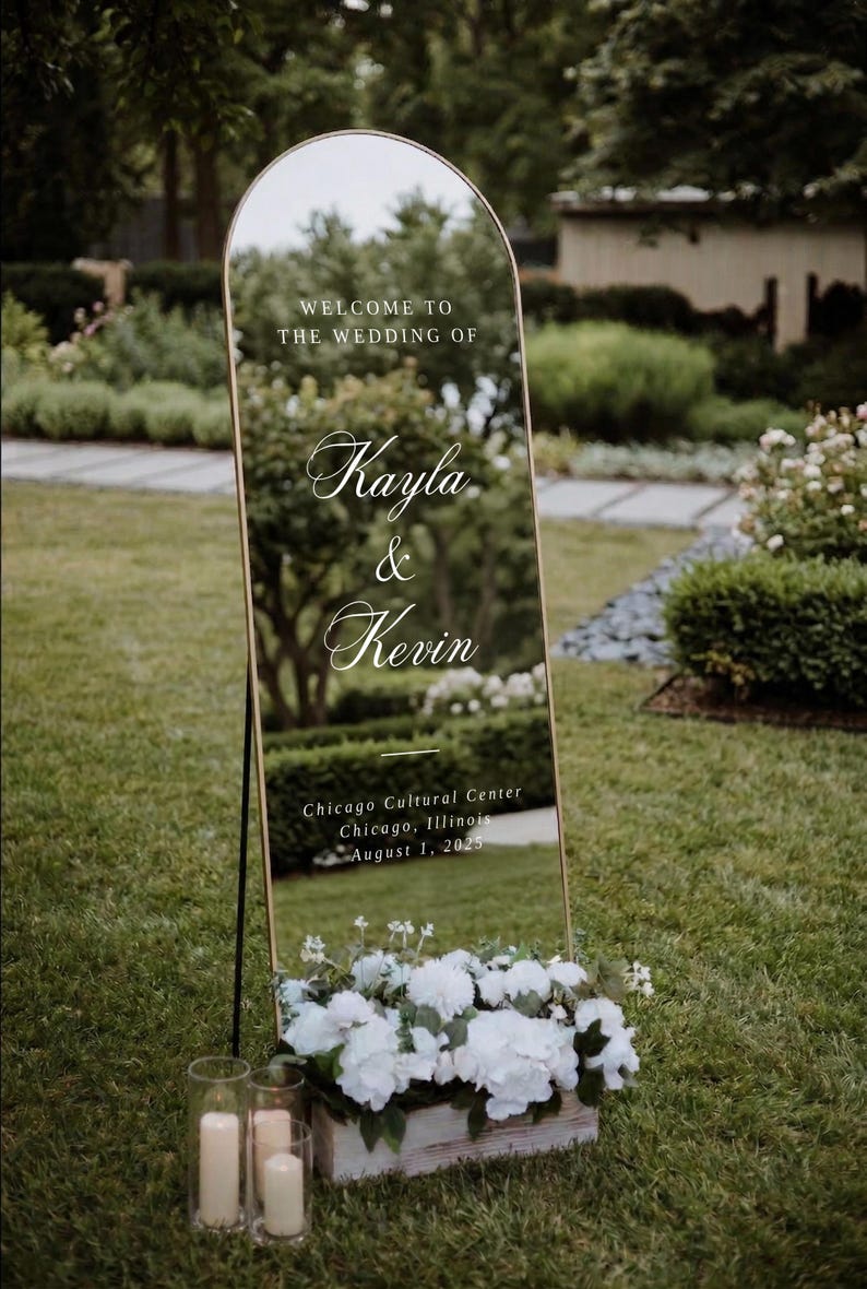 Customizable Wedding Welcome Sign Decal | Names, Date, Location (mirror ...