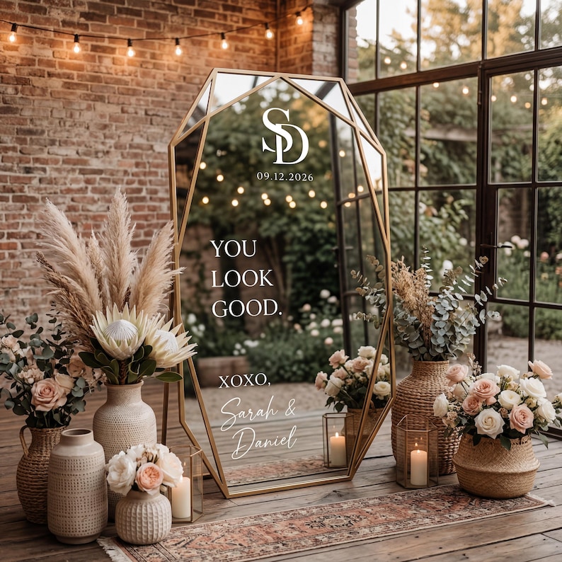Customizable Wedding Welcome Sign Decal | Names, Date, Location (mirror ...