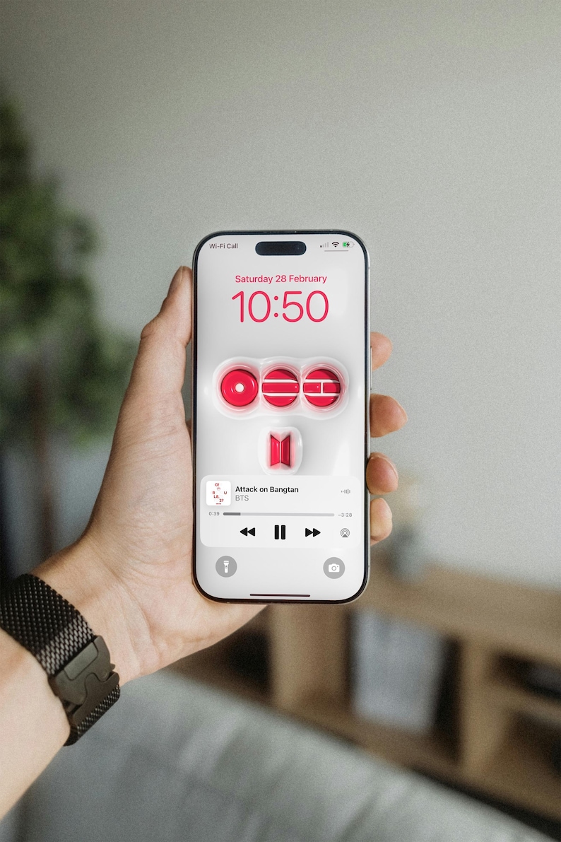 BTS Arirang Phone Wallpaper | Glossy Red 3D Style Lock Screen (digital ...