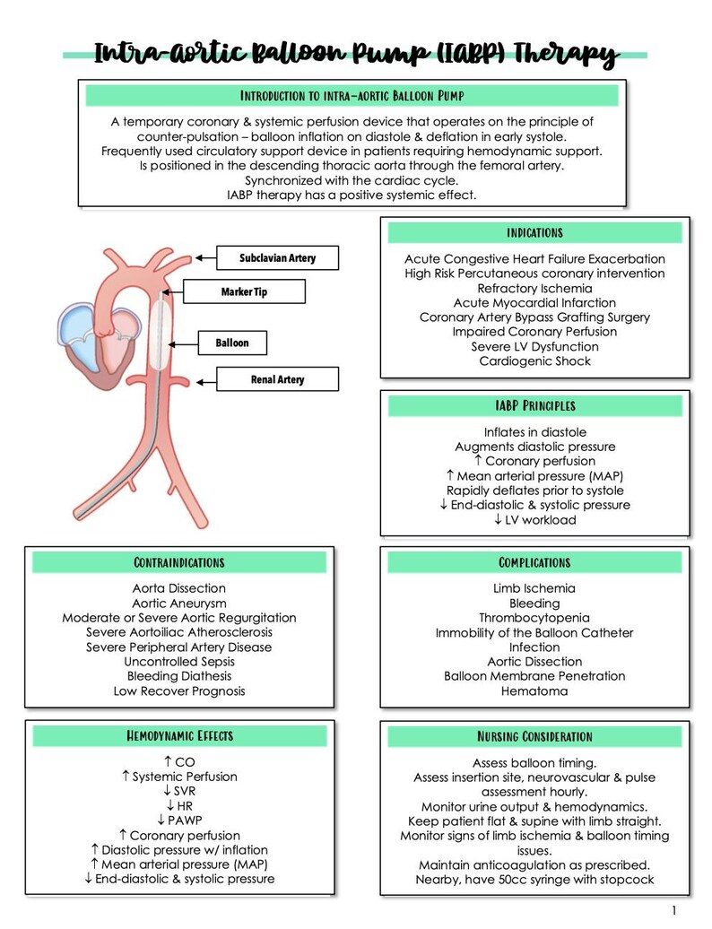 Intra-aortic Balloon Pump (IABP) Therapy Study Guide - Etsy