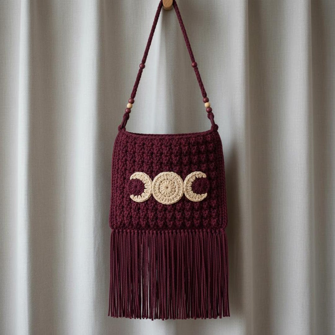 Triple Moon Bag Crochet Pattern, Whimsigoth Purse - Etsy