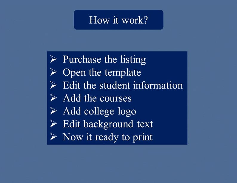 Editable College Transcript, University Transcript Template, Official ...