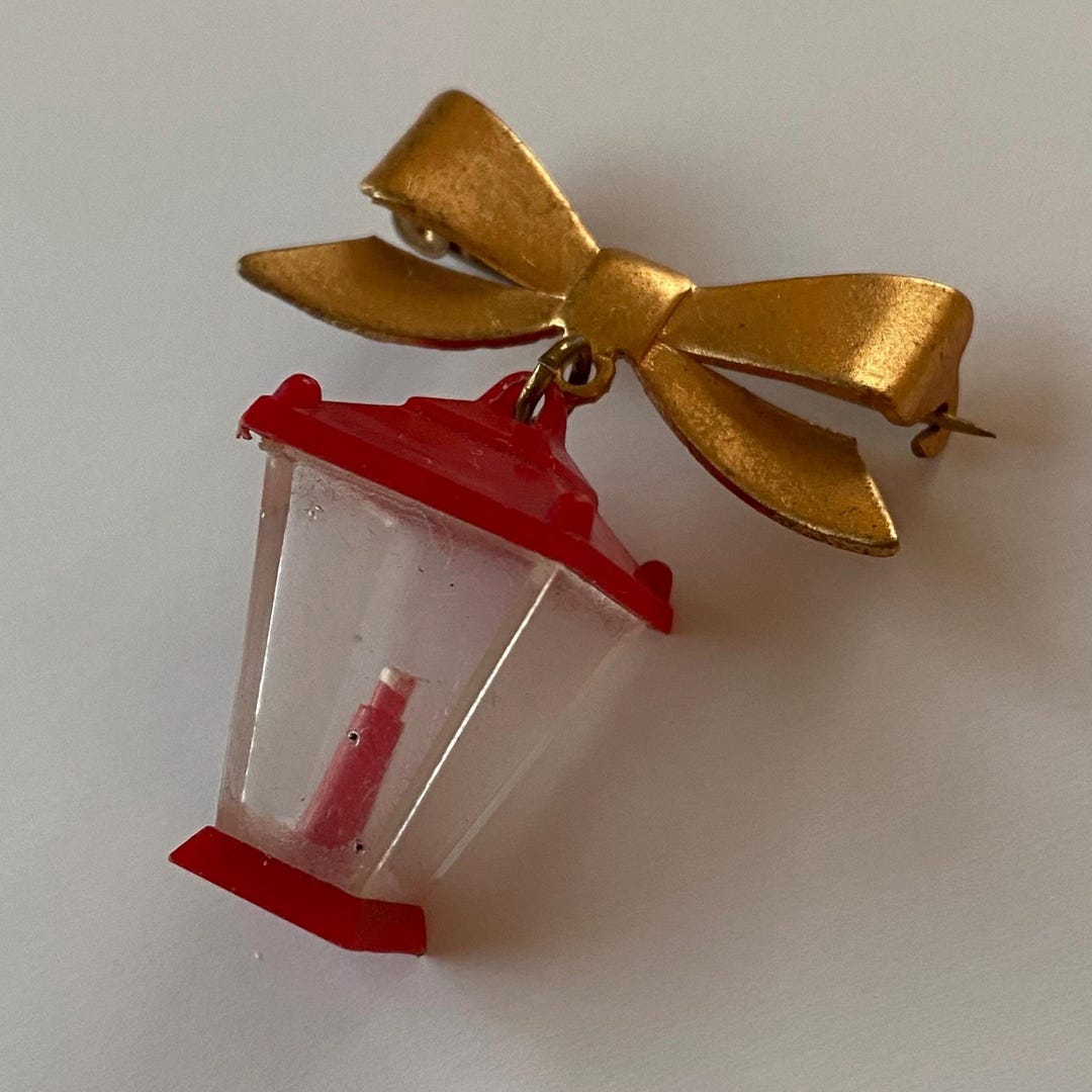 Vintage 40s 50s Dangle Brooch Lantern in Celluloid or Lucite Early ...