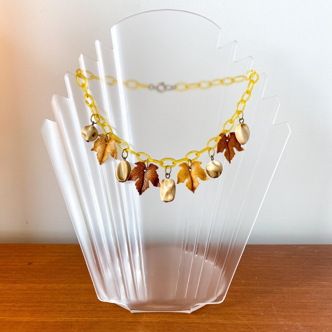 Vintage 40s 50s Plastic Celluloid Lucite Autumn Leaves & Nuts Statement ...