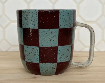 Handmade Ceramic Checkered Mug - Etsy