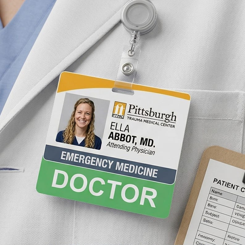 The Pitt ER Doctor ID Badge Canva Template | Medical Drama Cosplay Prop ...