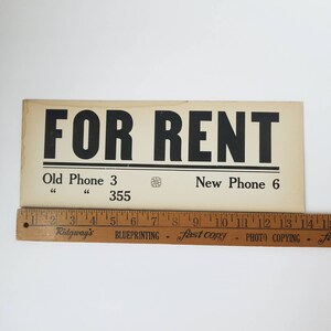 For Rent Sign Vintage Ephemera Office Decor Black White - Etsy