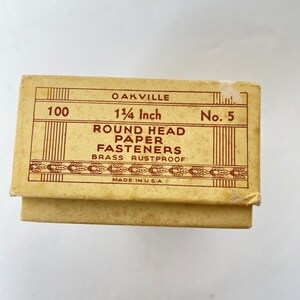 Oakville Brass Paper Fasteners Vintage Brads Rustproof Round Head ...