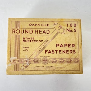 Oakville Brass Paper Fasteners Vintage Brads Rustproof Round Head ...